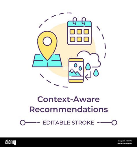 Context Aware Recommendations Multi Color Concept Icon Stock Vector