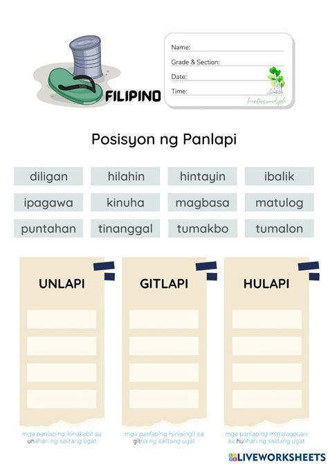 Pandiwa At Panlapi Worksheet In 2022 Worksheets For G