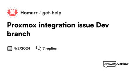 Proxmox Integration Issue Dev Branch Homarr