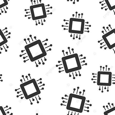 Flat Computer Cpu Icon With Circuit Board Vector On White Background