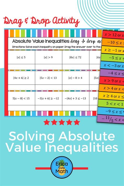 Solving Absolute Value Inequalities Digital Drag Drop Activity Absolute Value Inequalities