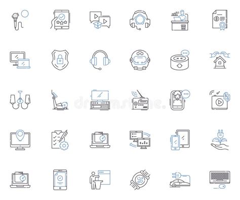 Tech Industry Line Icons Collection Innovation Disruption Blockchain