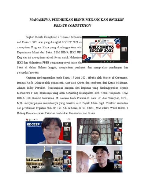 Mahasiswa Pendidikan Bisnis Menangkan English Debate Competition Pdf