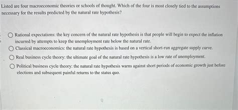 Solved Listed Are Four Macroeconomic Theories Or Schools Of