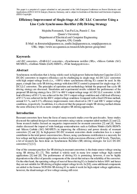 Pdf Efficiency Improvement Of Single Stage Ac Dc Llc Converter Using A Line Cycle Synchronous