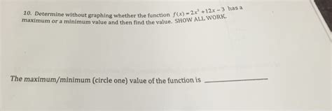 Solved Determine Without Graphing Whether The Function F X Chegg
