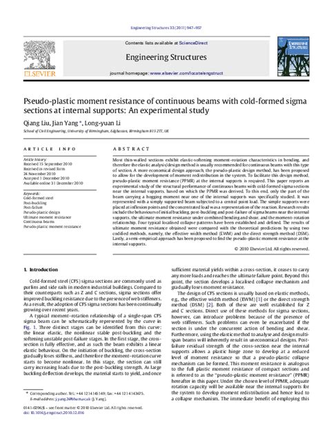 Pdf Pseudo Plastic Moment Resistance Of Continuous Beams With Cold