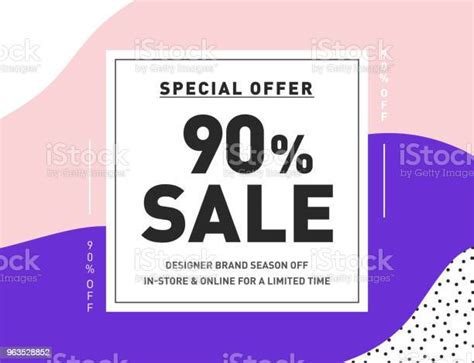 90 가격 할인 프로 모션 배너 디자인입니다 뉴스레터 배너 쿠폰 포스터에 대 한 벡터 디자인 서식 파일 파스텔 컬러 판매의