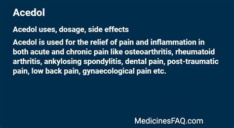 Acedol Uses Dosage Side Effects Food Interaction And Faq