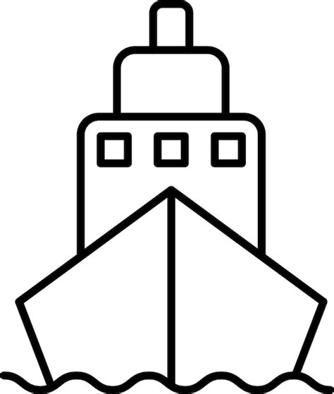 Icône Dillustration Vectorielle Du Contour Du Navire Vecteur Premium