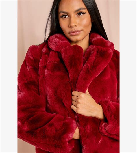 Buy MissPap Oversized Faux Fur Coat In Red ThStreet Kuwait