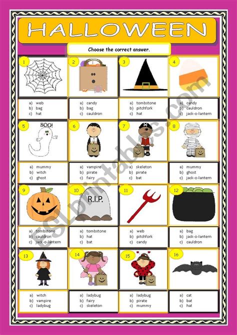Halloween Multiple Choice Esl Worksheet By Tomas97