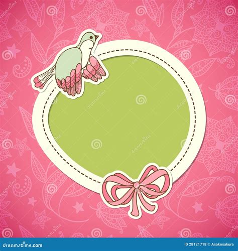 Cute Frame Design With Bird Vintage Stock Vector Illustration Of