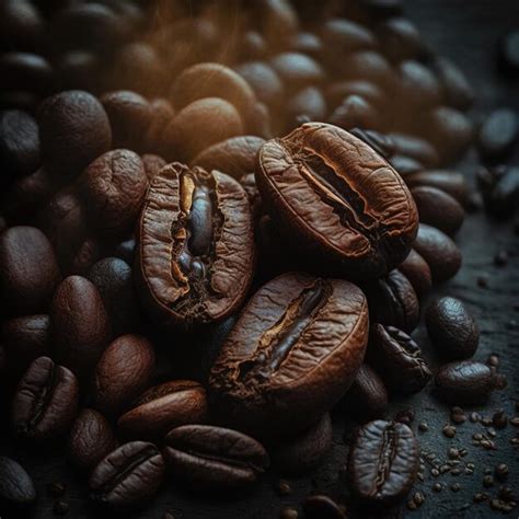 Premium Ai Image Roasted Coffee Beans Generative Ai