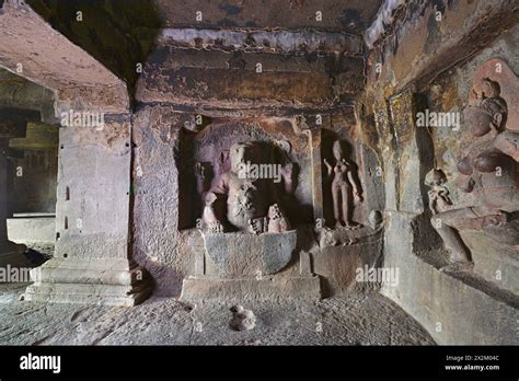 Ellora Brahmanical Caves Cave No 22 Ganesha With Parvati Standing Next