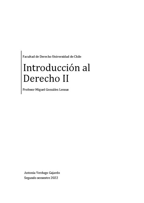 Introducciã N Al Derecho Ii Facultad De Derecho Universidad De Chile
