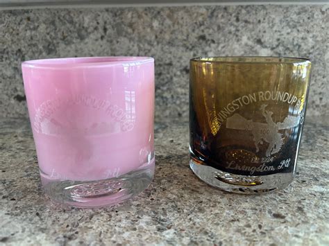 His And Hers 100th Anniversary Hand Blown Whiskey Glasses Livingston