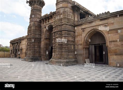 Right Side View Jhulta Minar In Ahmedabad Is Well Known For Its