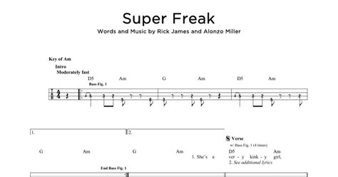 Super Freak Easy Bass Tab Print Sheet Music Now