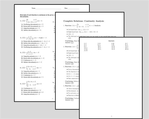 Calculus Continuity Of Functions 21 Practice Worksheets With Solution