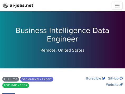 [hiring] Business Intelligence Data Engineer Remote R Ai Ml Jobs