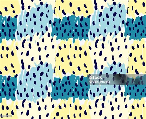 Bercak Kuning Dan Biru Abstrak Dengan Titiktitik Hitam Ilustrasi Stok