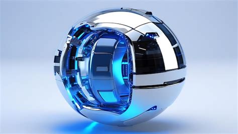 Compact Spherical Body Bright Blue Lights Robot Generative Ai Premium