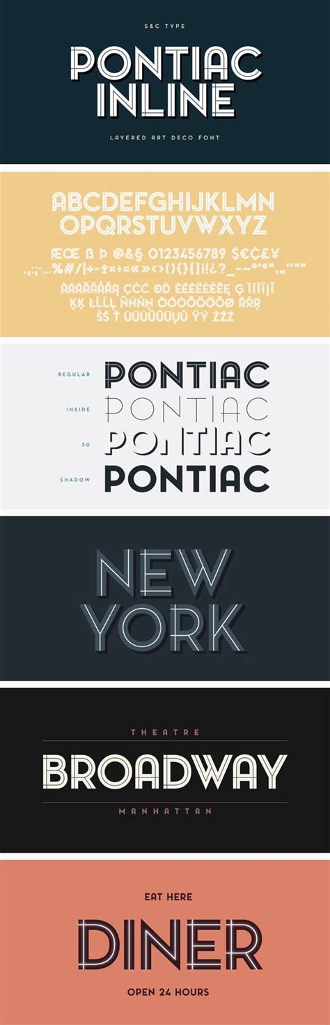 Pontiac Inline Font Pack Font Packs Art Deco Font Deco Font