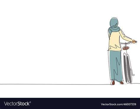 Continuous One Line Drawing Back View Walking Vector Image