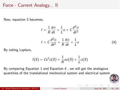 Control System Mathematical Modelling Of A System