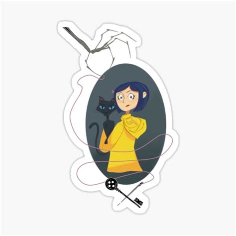 Coraline Cat Sticker For Sale By Donnaunique Redbubble