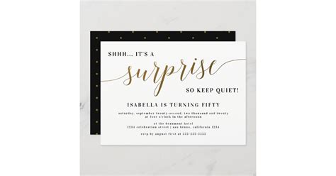 Modern Gold Stylish Script Surprise Birthday Party Invitation Zazzle