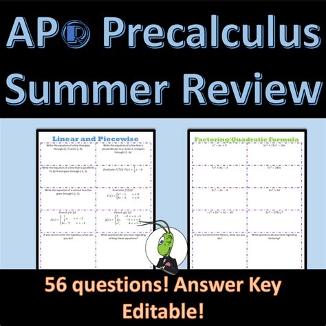 AP Precalculus Summer Review Packet Editable Back To Babe Review Made By Teachers