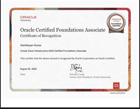 Karthikeyan Kumar On Linkedin Cognisive Oraclecloud Oraclecertified Oracleuniversity