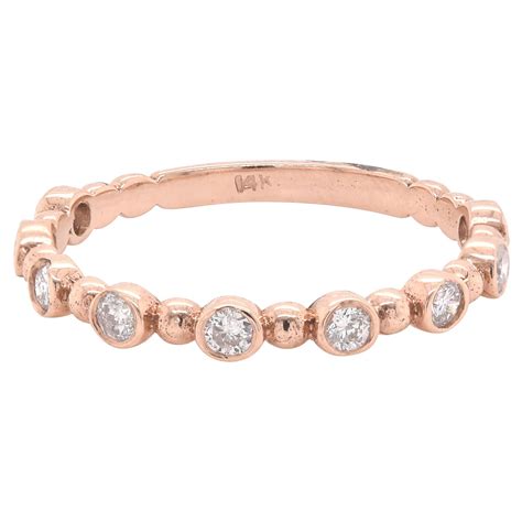14 Karat Rose Gold Diamond Stackable Anniversary Ring For Sale At