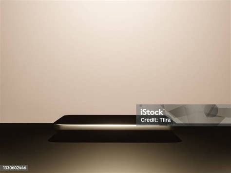복사 공간 3d 렌더링 추상적 배경 디자인과 미니멀리즘 스타일로 프리젠 테이션을 조롱베이지 색상 연단 장면 0명에 대한 스톡