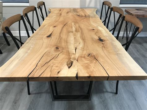 Maple Slab Tables With Live Edges Maple Slab Table With Hickory