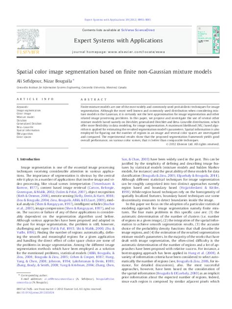 pdf spatial color image segmentation based on finite non gaussian