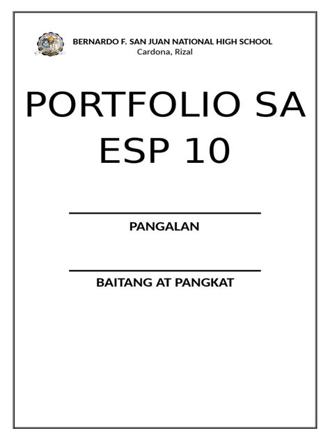 Esp Portfolio Format Pdf