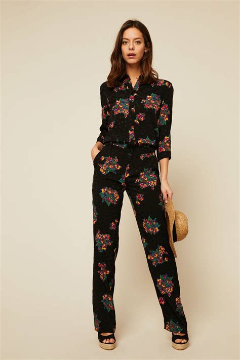 Ba sh Fair Combi pantalon imprimé noir Combinaison Femme Monshowroom Iziva