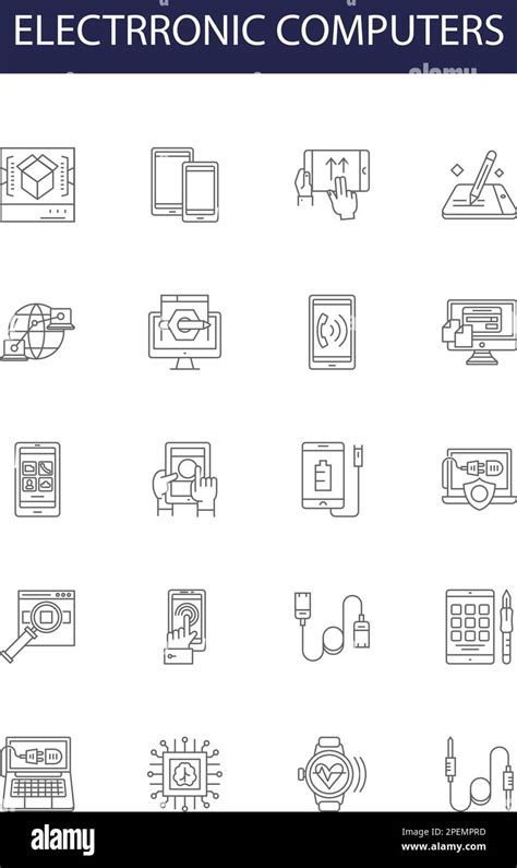 Electrronic Computers Line Vector Icons And Signs Computers Computers