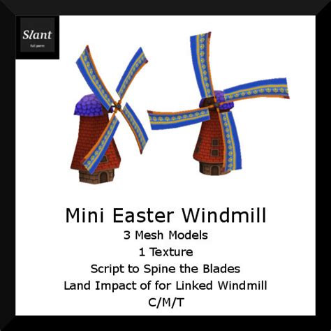 Second Life Marketplace Full Perm Miniature Easter Village Windmill