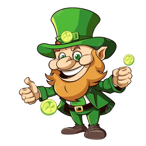 Goodluck Clipart Lucky Leprechaun With Coins In Hand Cartoon Vector