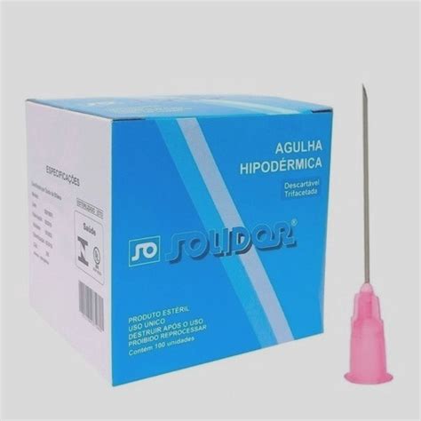 Agulha Hipodérmica Descartável Rosa 40x12 C100 Solidor Submarino