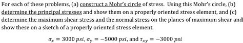 Solved For Each Of These Problems A Construct A Mohr S Chegg Com