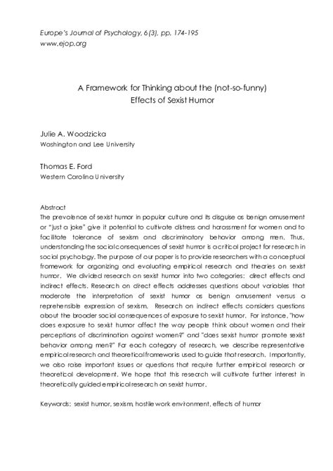 Pdf A Framework For Thinking About The Not So Funny Effects Of