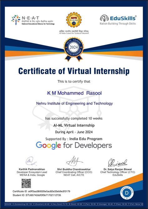 Mohammed Rasool K M On Linkedin Aicteinternship Aicteneat Aicte