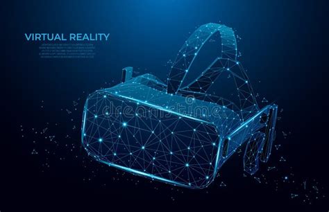 Vr耳机全息照相的投射虚拟现实玻璃，盔甲 低多wireframe几何传染媒介例证 滤网艺术 向量例证 插画 包括有 连接数 事实