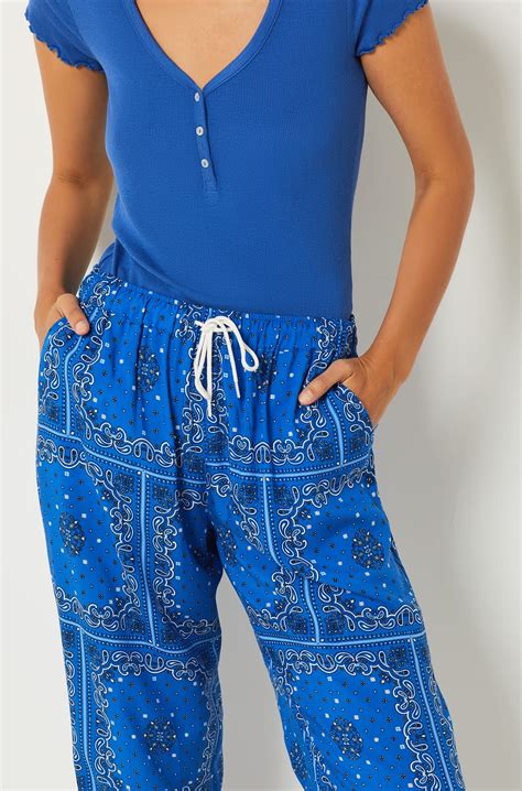 Printed Pajama Pants Jazzy Bleu Royal Etam
